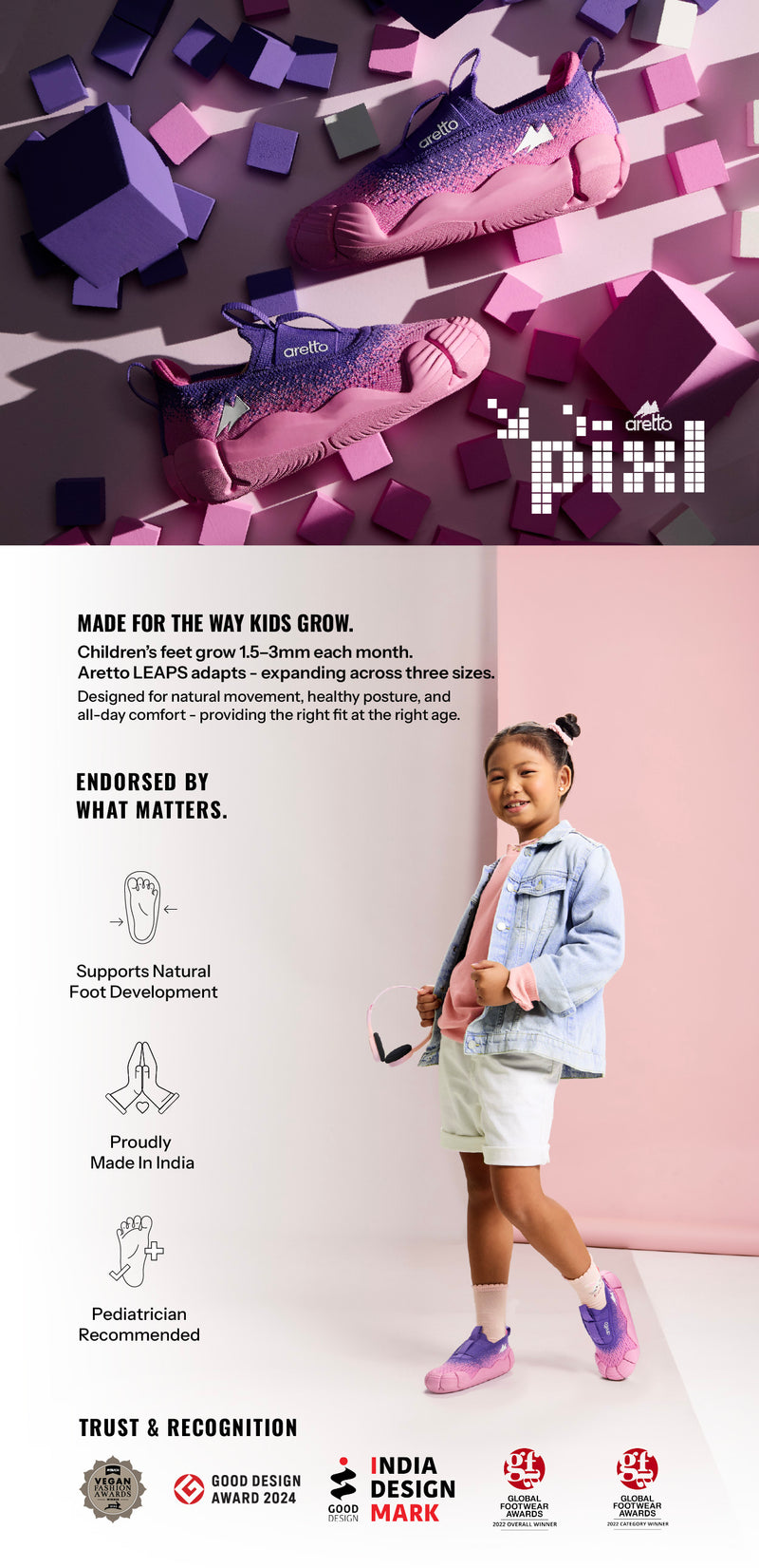 Aretto Pixl Shoes - World's First Expanding Shoes For Growing Kids